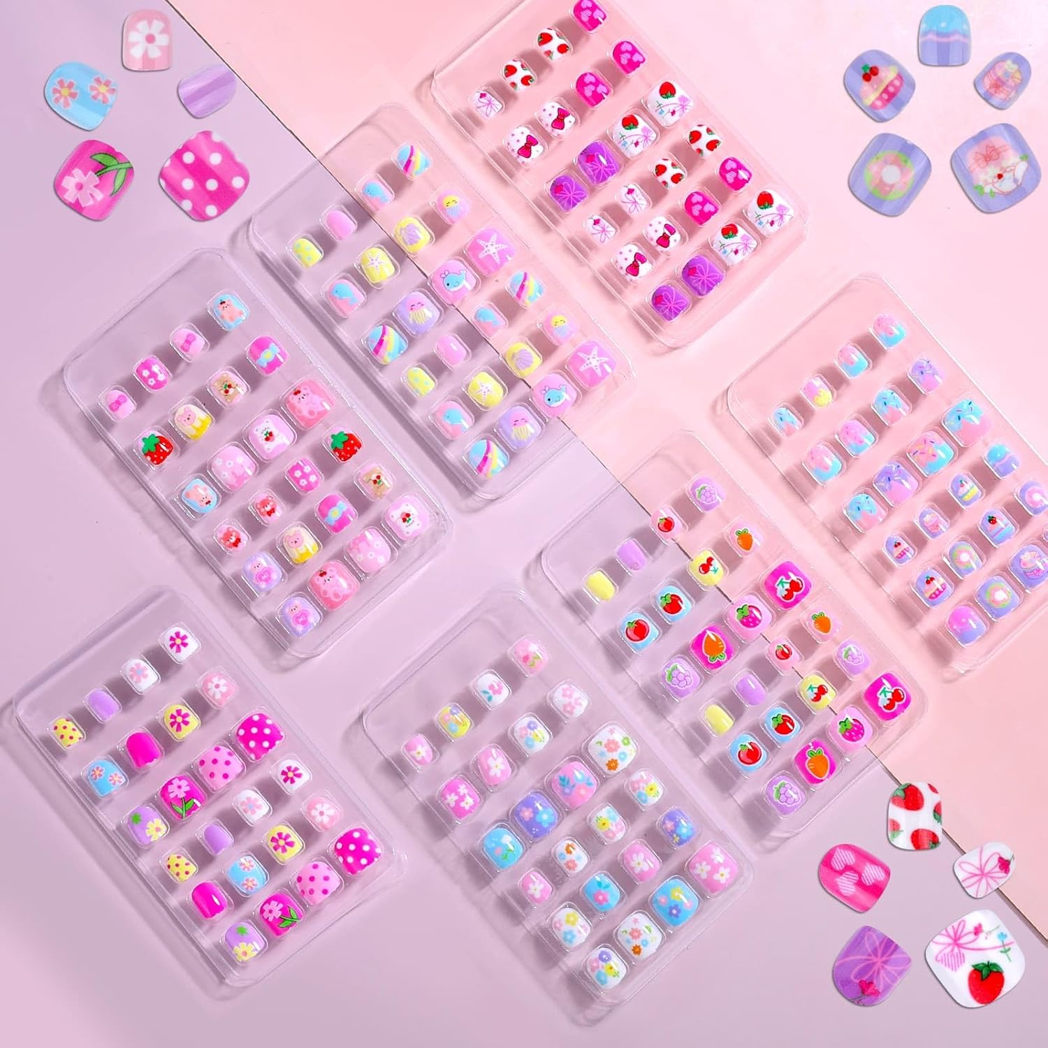 168Pcs Press on Nails for Kids Girls, Kids Fake Nails for Children Pre ...