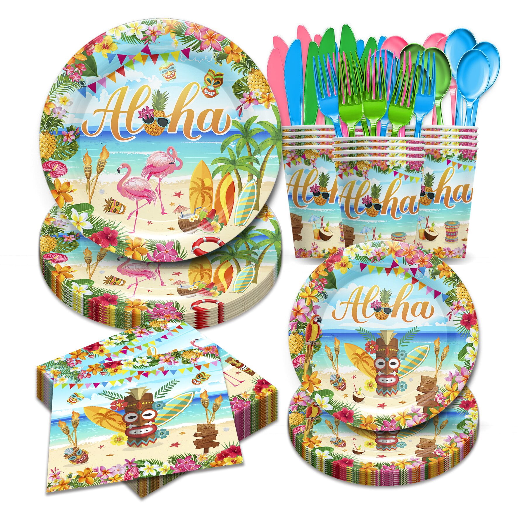 168pcs Hawaiian Aloha Party Decorations Supplies, Luau Tropical ...