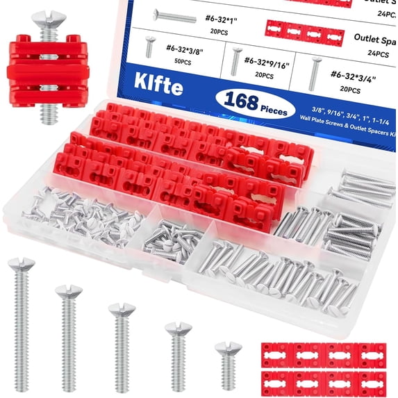 168pcs Wall Plate Screws with Outlet Spacers Kits, 3/8", 9/16", 3/4", 1 ...