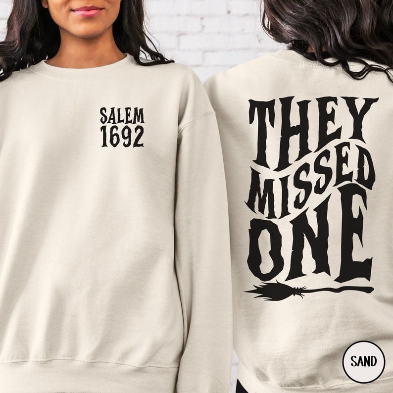 1692 They Missed One Sweatshirt, Retro Halloween Salem Witch Sweater, Salem Witch Trial Hoodie ...