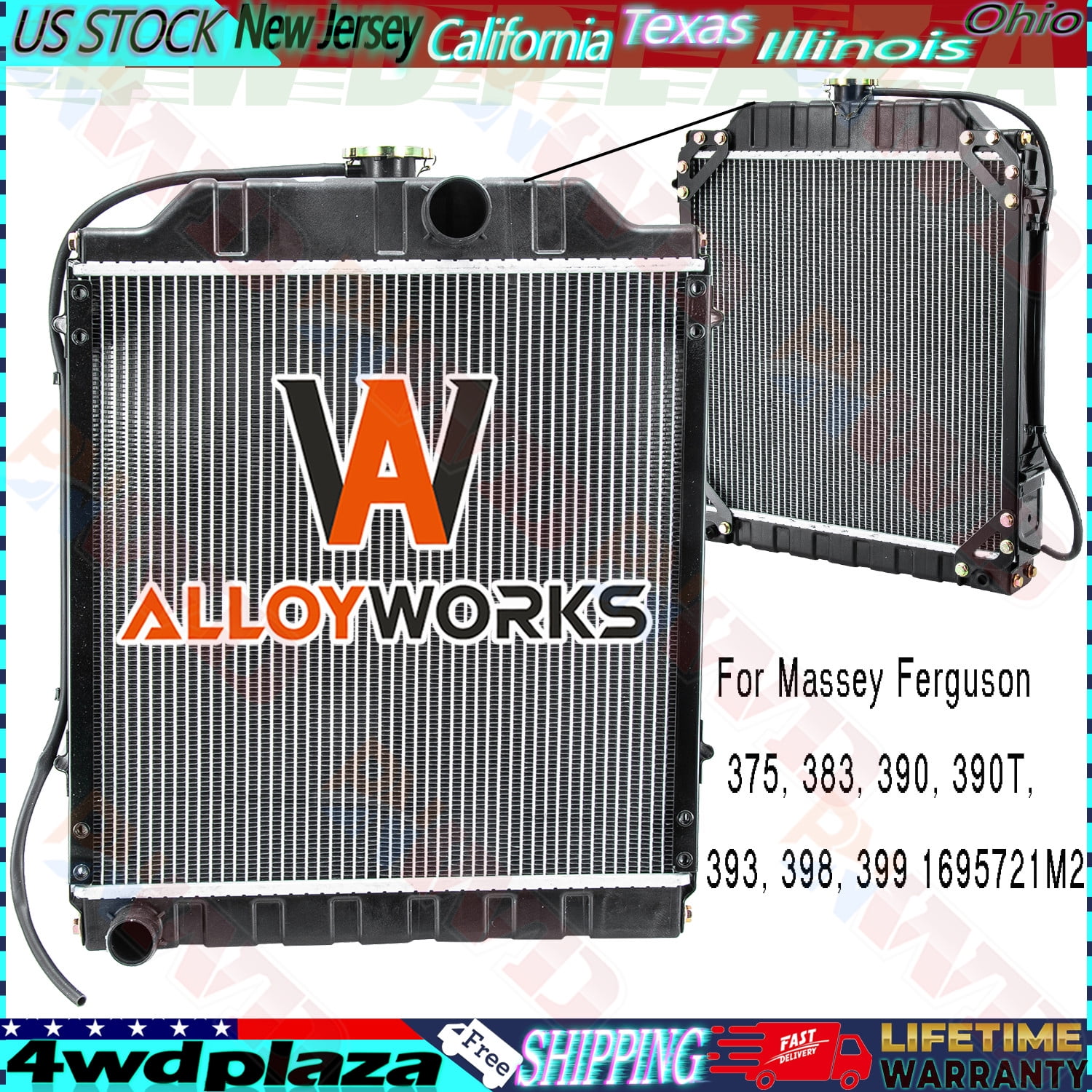 1695721M2 Tractor Radiator Fits Massey Ferguson 375 383 390 393 398 399 ...