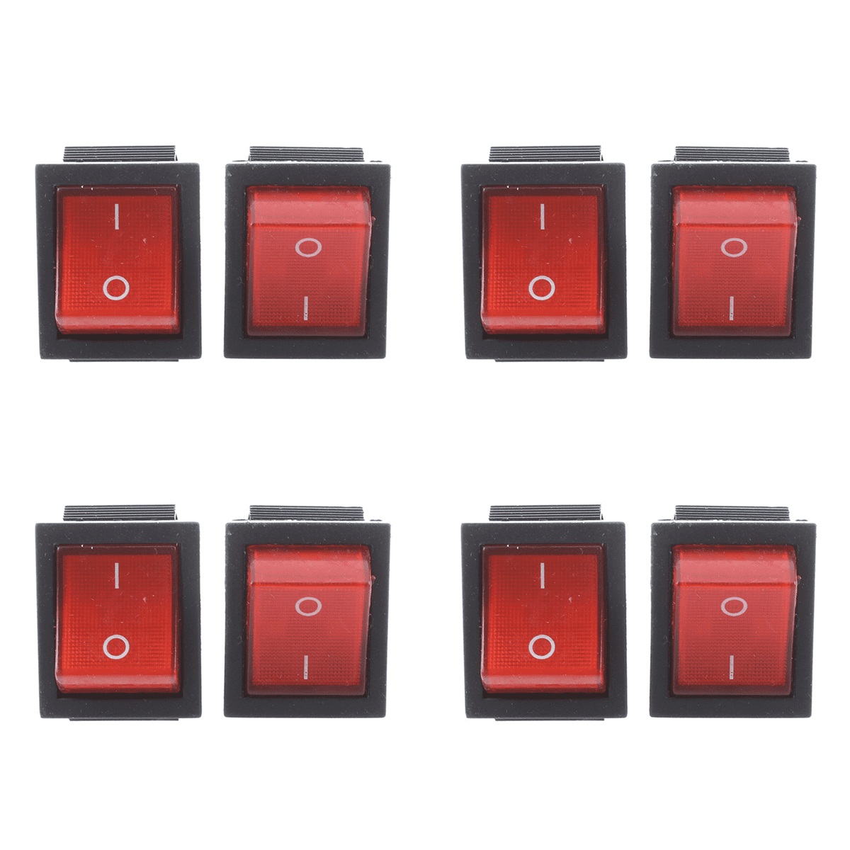16A/250VAC 20A/125VAC Red Indicator Light 4 Pin ON/OFF DPST Rocker Switch 8 Pcs - Walmart.com