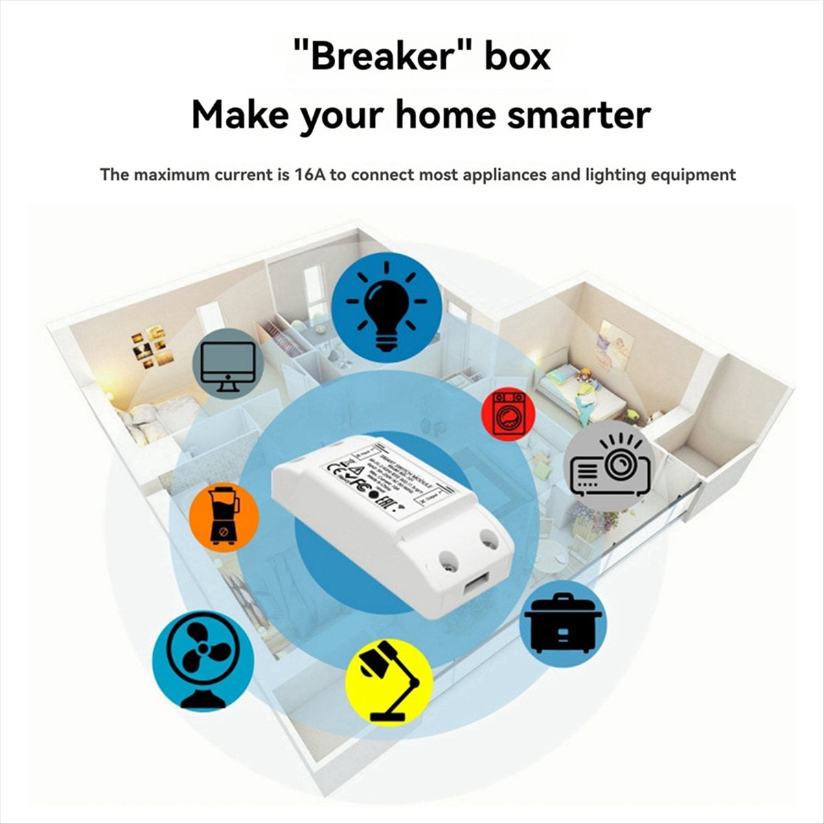 16A Bluetooth Smart Switch with 1 Group Panel Remote Control Industrial ...