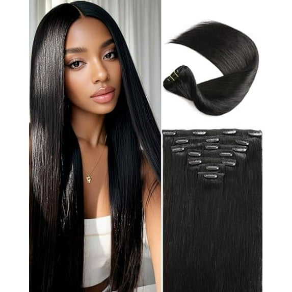 16A Clip in Hair Extensions Real Human Hair, 18inch 120g 7 count ...