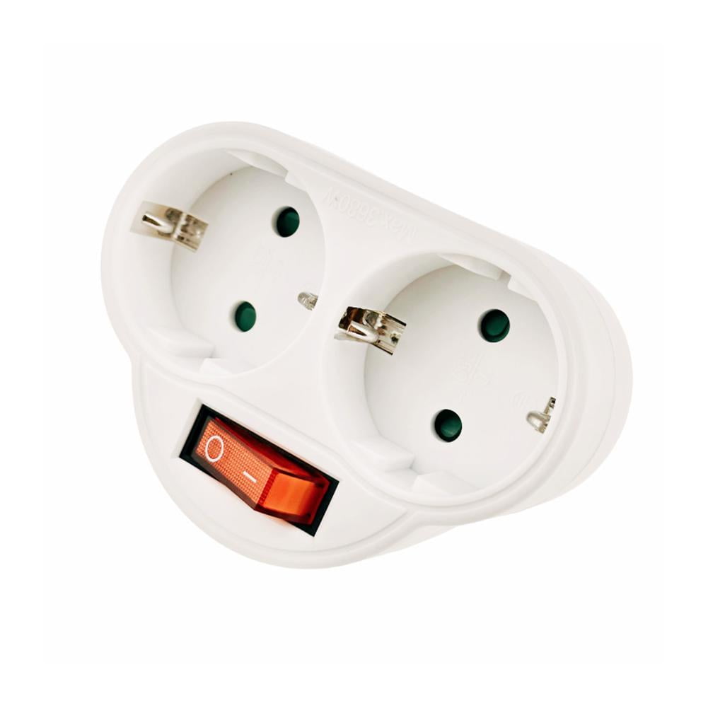 16A Eur Type Conversion Plug 1 TO 2 Way EU Standard Power Adapter ...