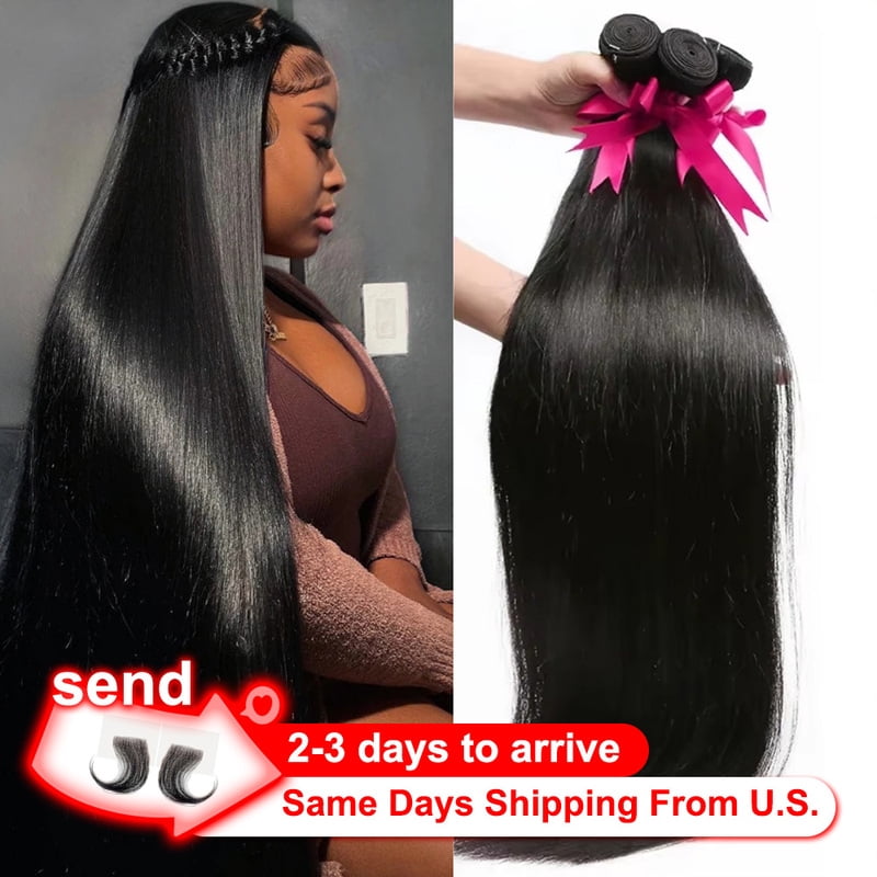 16A Straight Bundles 100% Human Hair Brazilian 30 40 Inch Raw Virgin ...