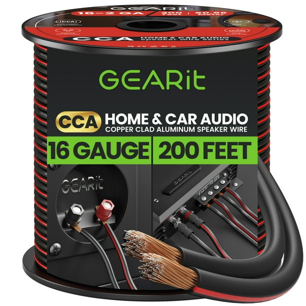 16AWG Speaker Wire, GearIT Pro Series 16 Gauge Speaker Wire Cable (200 ...
