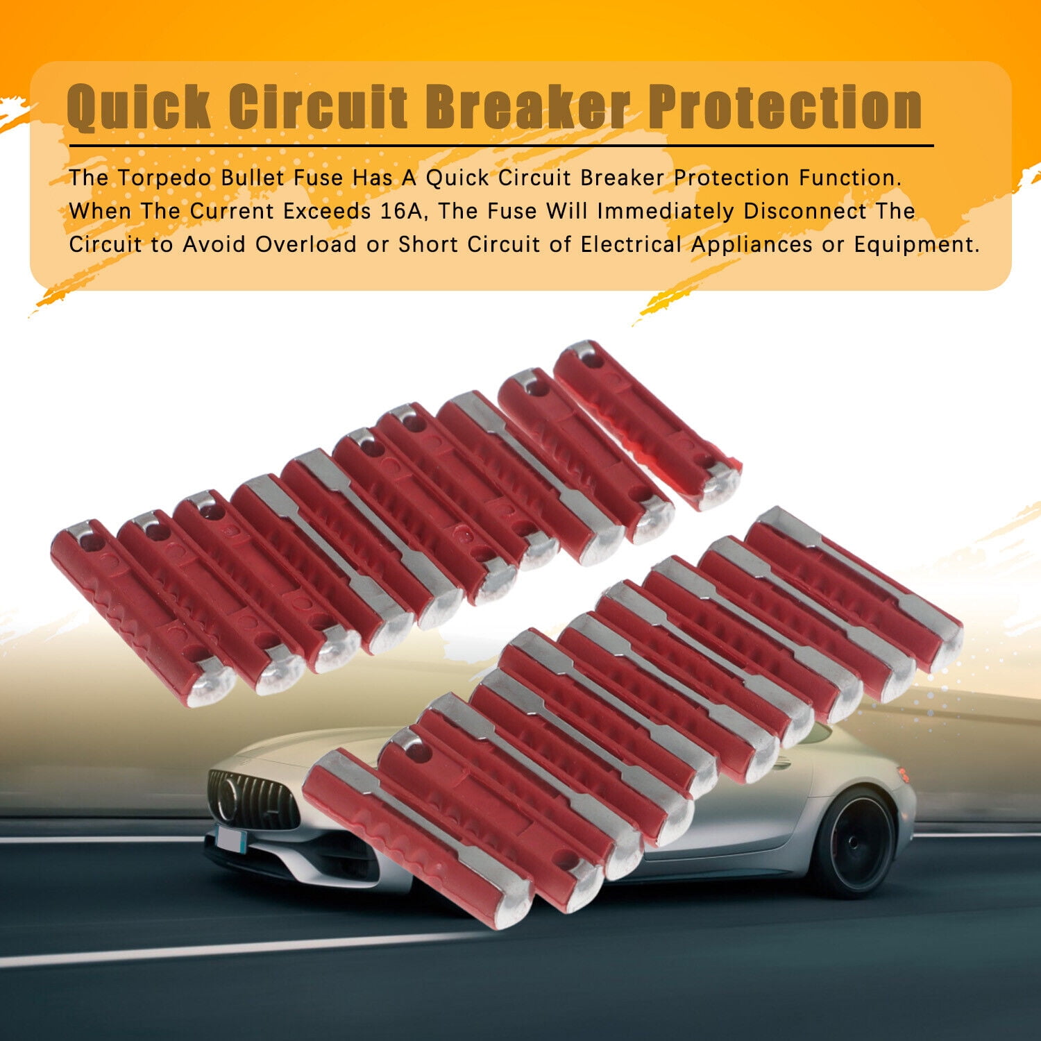 16Amp Electrical Fuse Kit 20Pcs Red Torpedo Bullet Style for Volvo ...