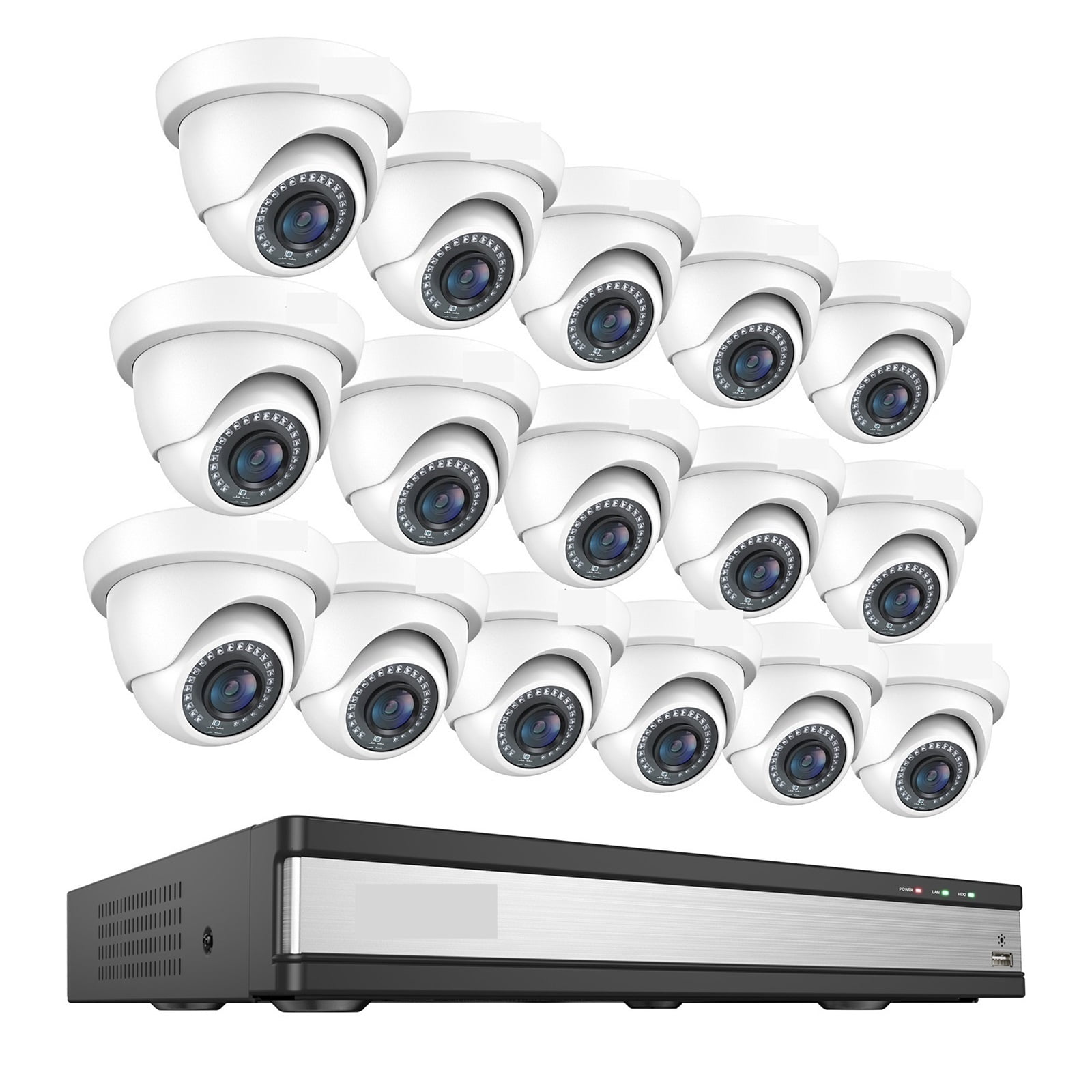 16CH 2MP Security Camera System Black H265+DVR Kit Motion Detection ...