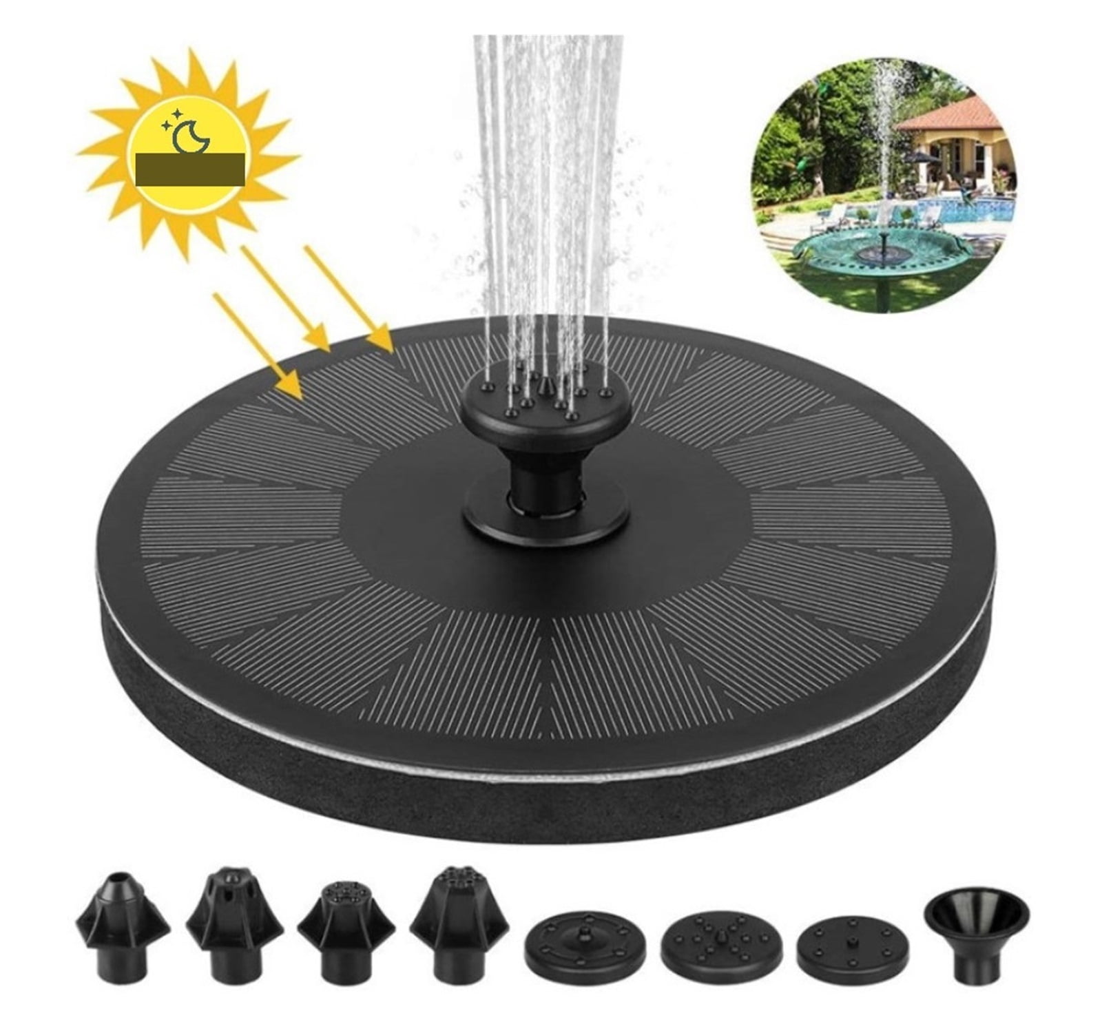 16CM Diameter Solar Water Fountain Pump For Bird Bath 2.2W Solar ...