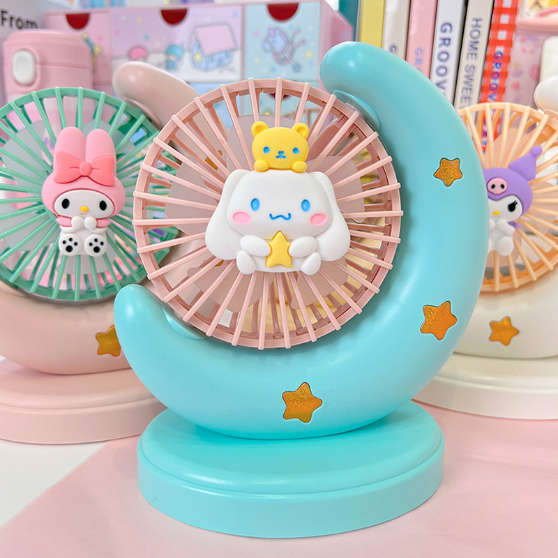 16CM Kawaii Sanrioed Cute Desktop Charging Small Fan Cinnamoroll Kuromi ...