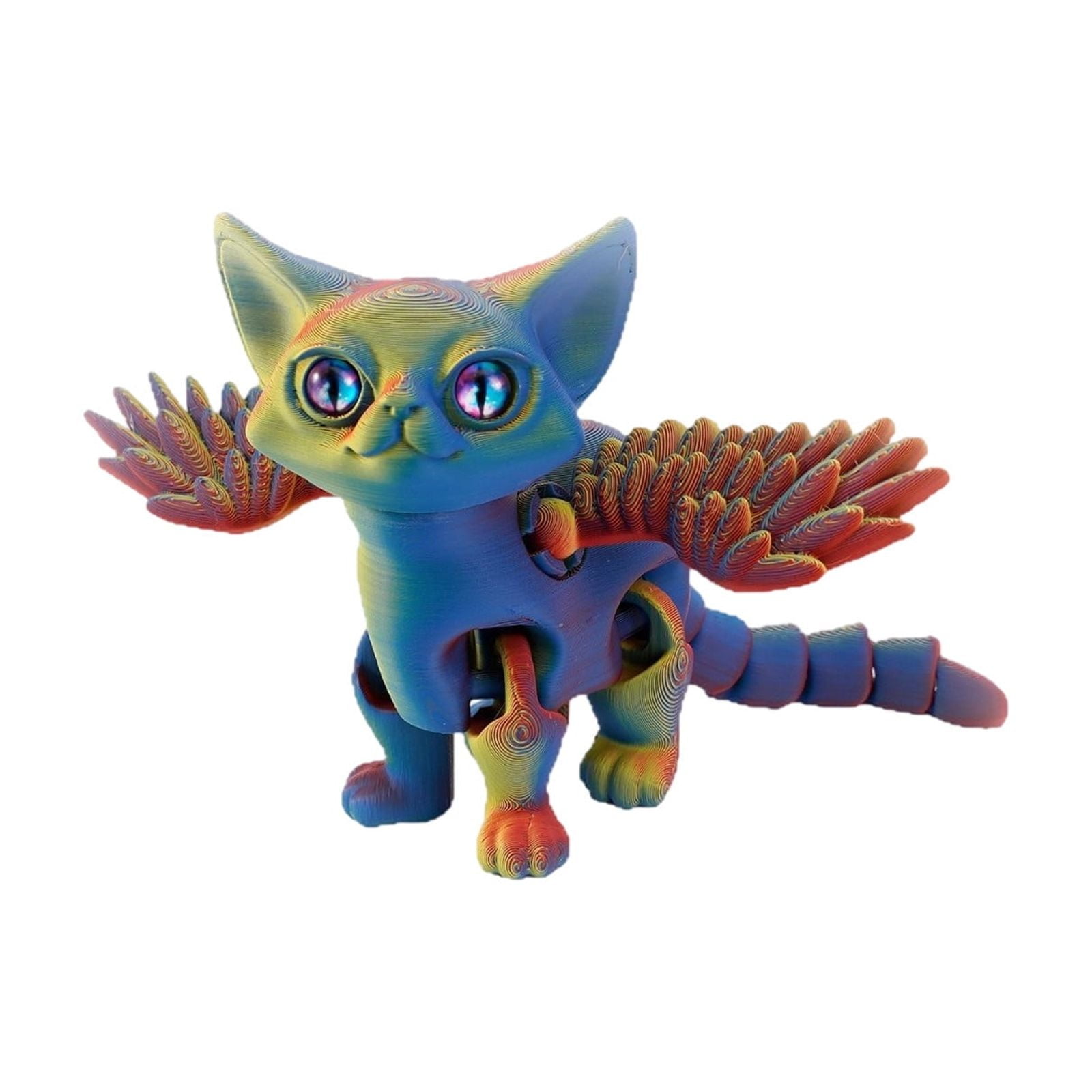 16Cm 3D Printed Movable Joint Angel-Demon Cat Ornament, Cute Desktop ...