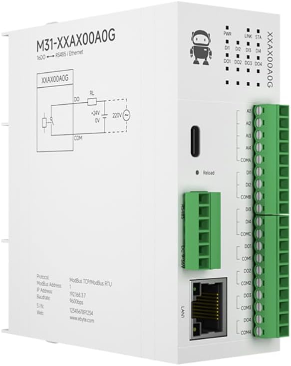 16DO Remote IO Module RS485 Ethernet RJ45 M31-XXAX00A0G Analog Switch Acquisition Modbus TCP RTU ...