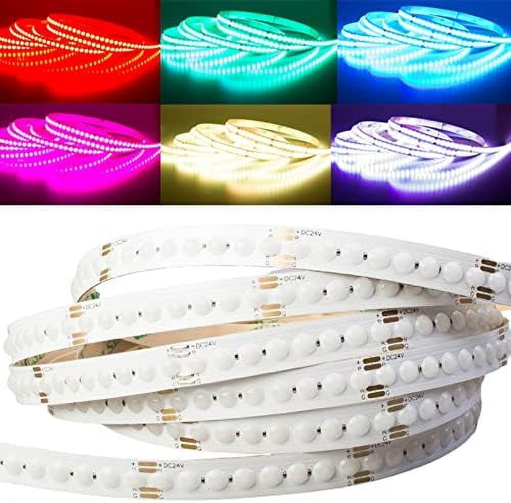 16FT 24v Brightest Color Changing RGB COB Dot LED Strip Lights ...