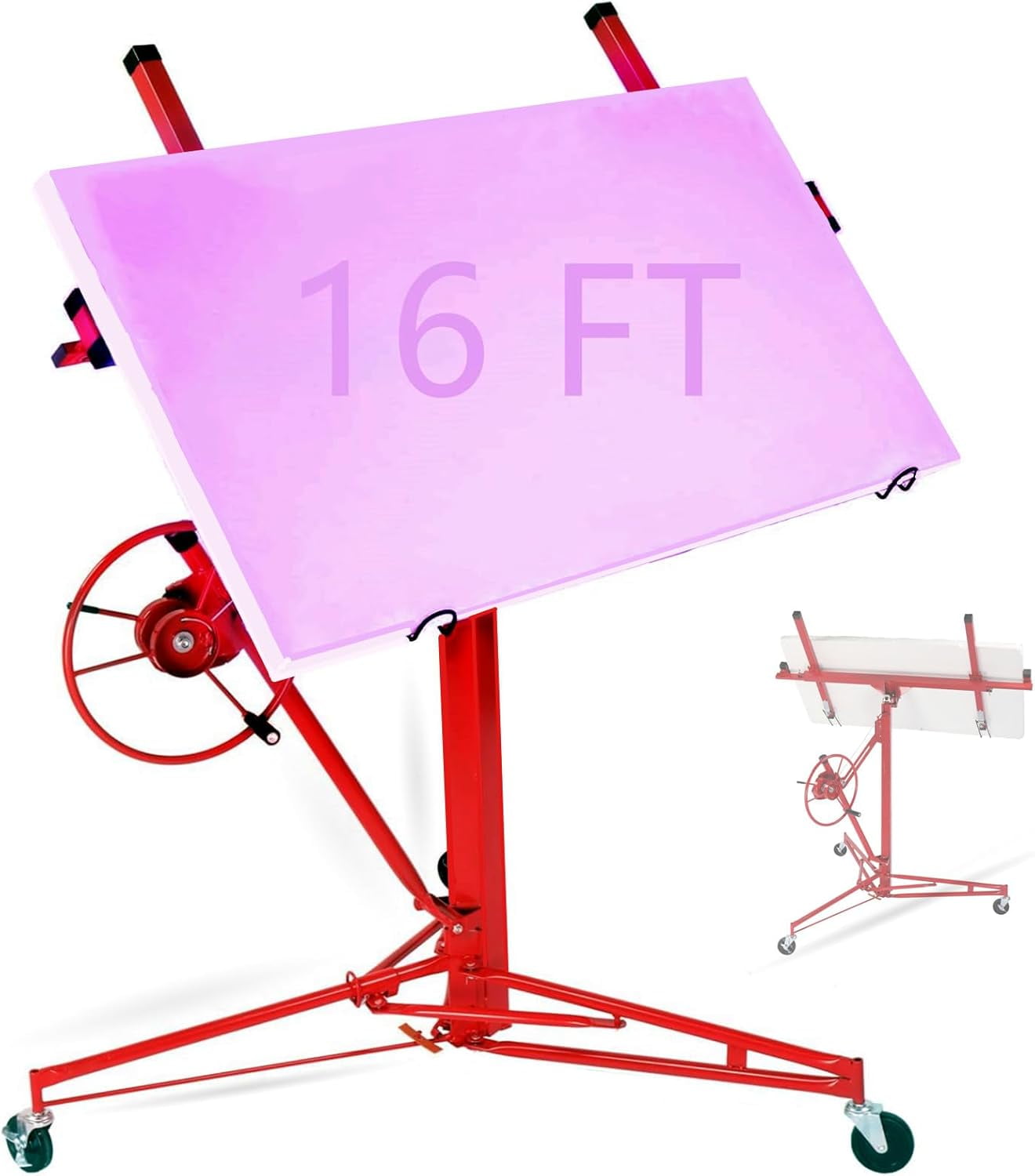 16FT Drywall Lift Plasterboard Sheetrock Hoist Lifter Carrier with ...
