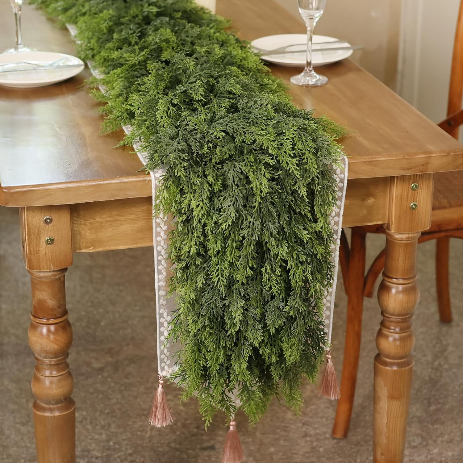 16FT Real Touch Cedar Garland - Artificial Christmas Garland Fake Green ...