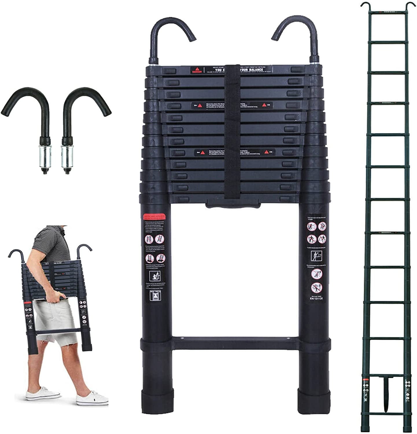 Walmart 16FT Extendable Lightweight Aluminum Telescopic Ladder with 2 ...