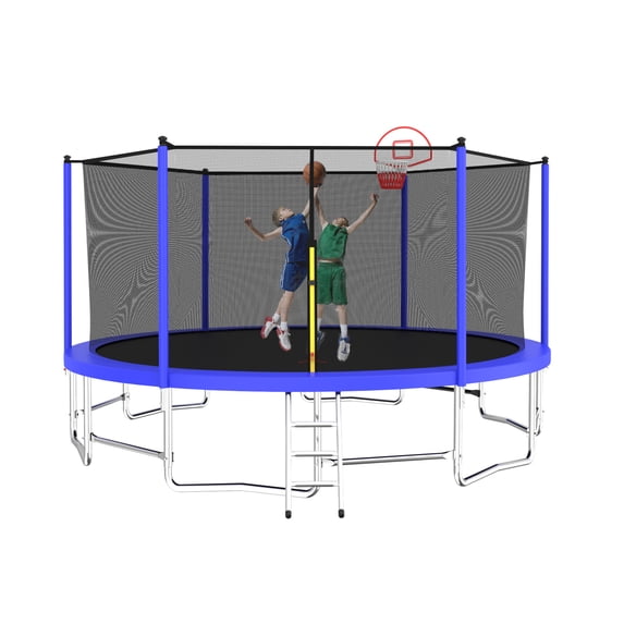 16FT Trampoline with Basketball Hoop & Ball, 1.5MM Thickened ...