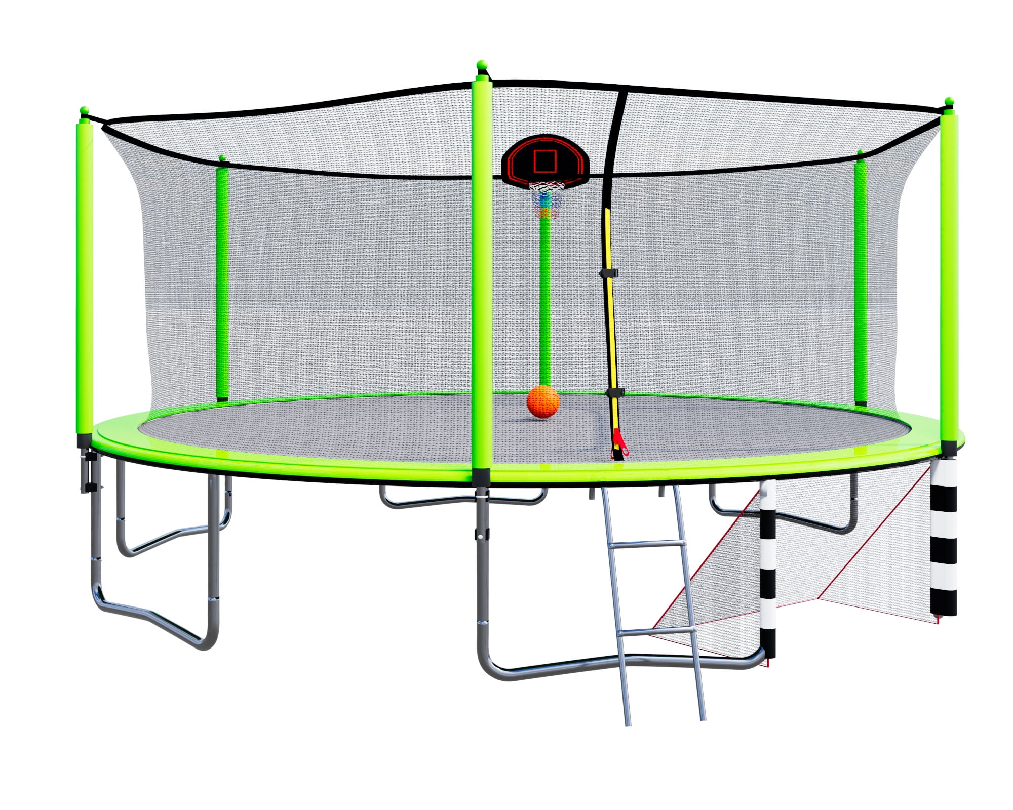 16FT Trampoline with Basketball Hoop Pump and Ladder, Heavy-Duty ...