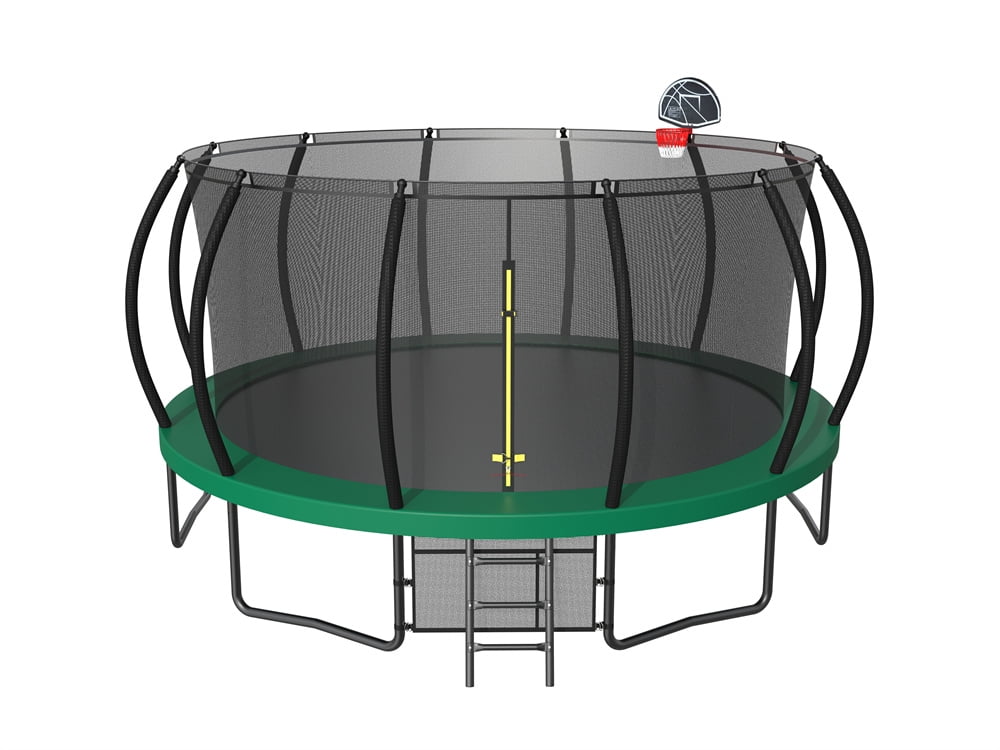 Triple Tree 16 ft 130 lb Metal Trampoline with Basketball Hoop, Dark ...