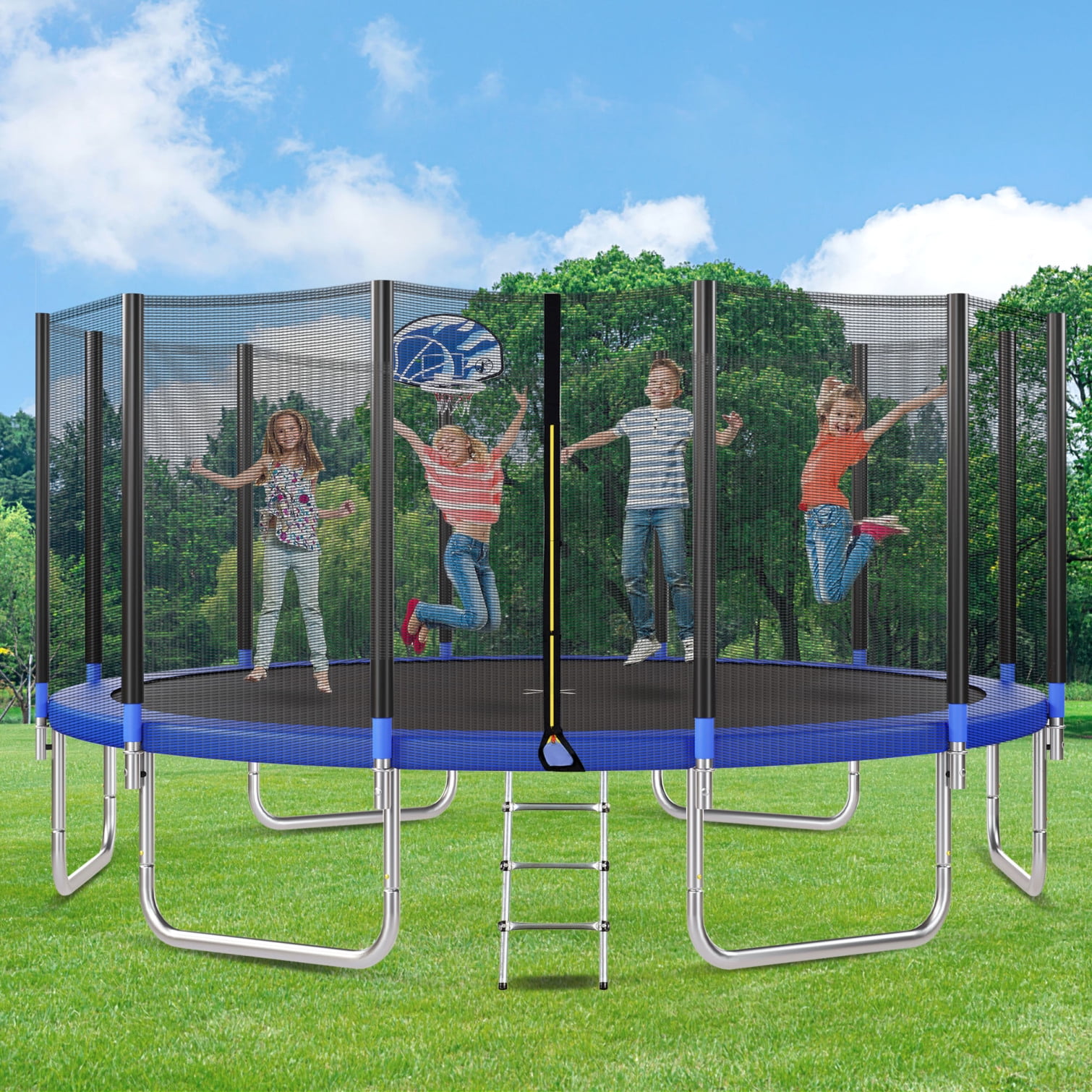 16FT Trampoline Outdoor, Large Kids Trampoline with Basketball Hoop ...