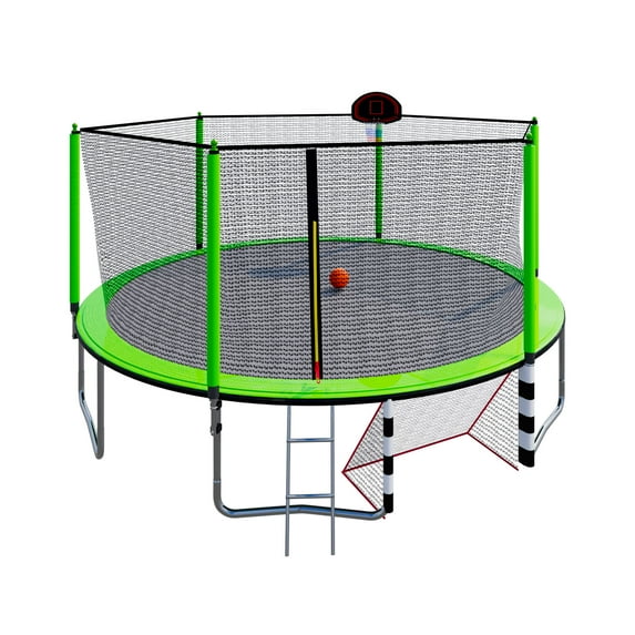 16FT Trampoline with Basketball Hoop, Pump & Ladder (Inner Safety ...