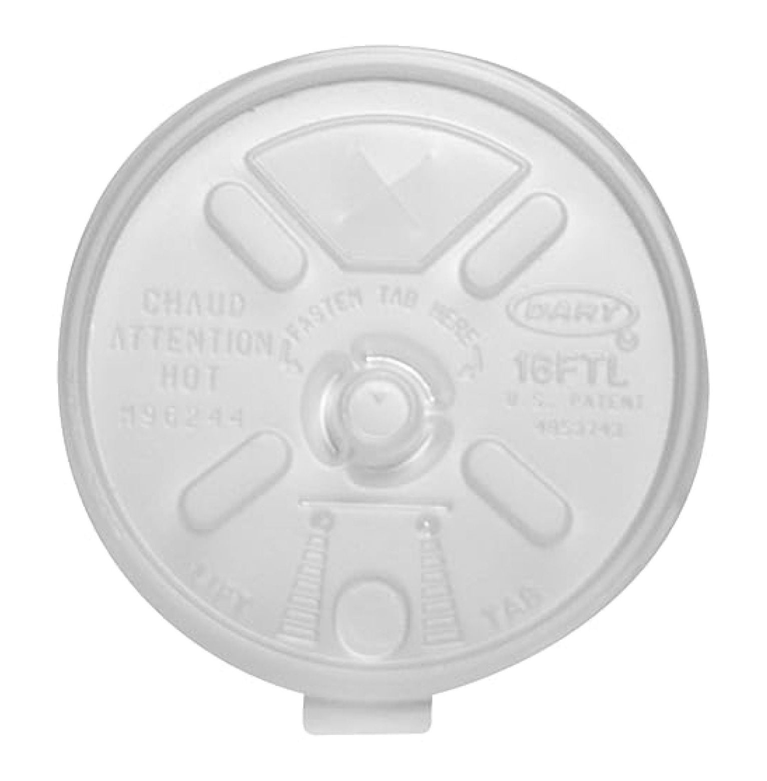 16FTLS Translucent Lift N' Lock Straw Slotted Lid (Case of 1000 ...
