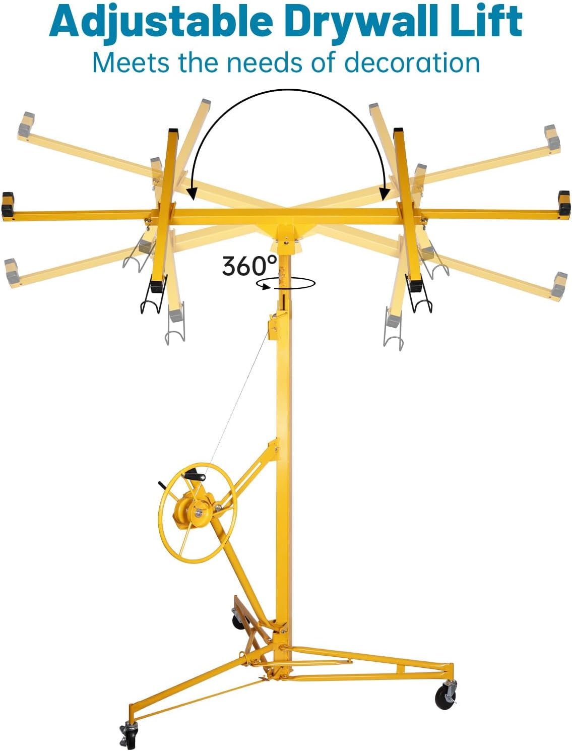 16Ft 150lbs Drywall Panel Hoist, 360° Adjustable Jack Lift with Wheels ...
