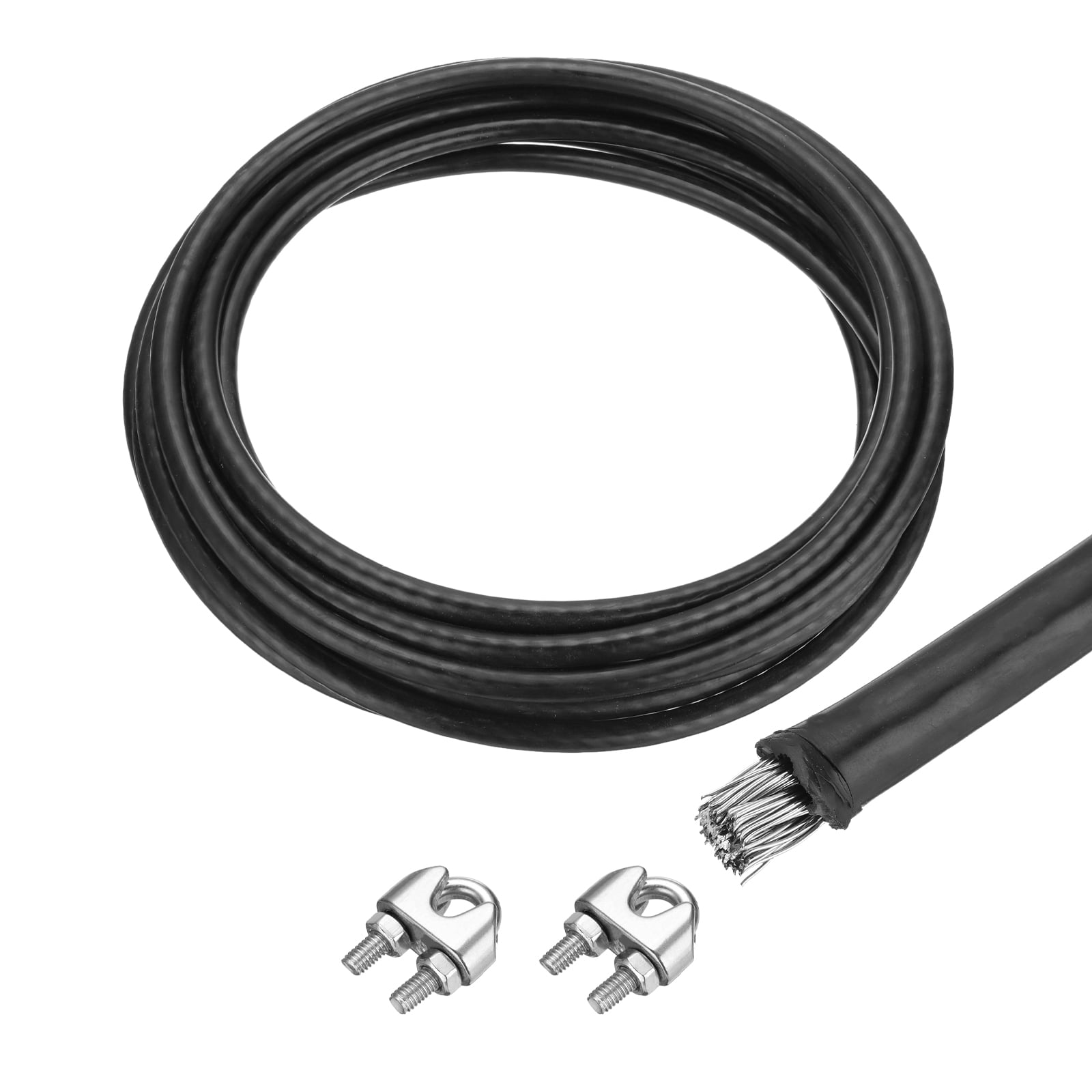 16Ft(5M) Wire Rope 304 Stainless Steel Cable 1/4" (6.0 mm) Vinyl Coated ...