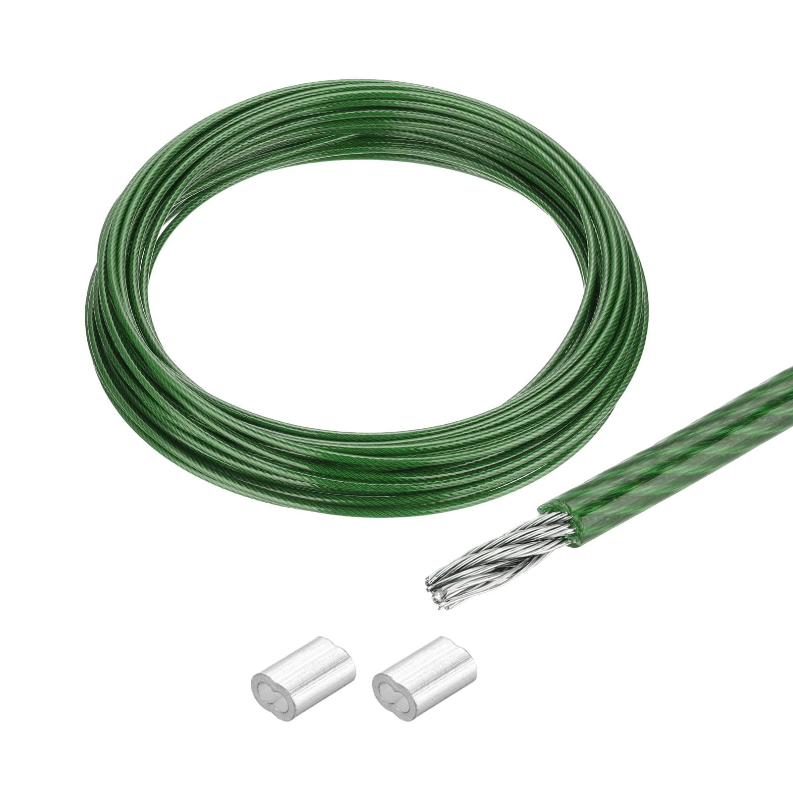 16Ft(5M) Wire Rope 304 Stainless Steel Cable 5/32" (4.0 mm) Vinyl ...