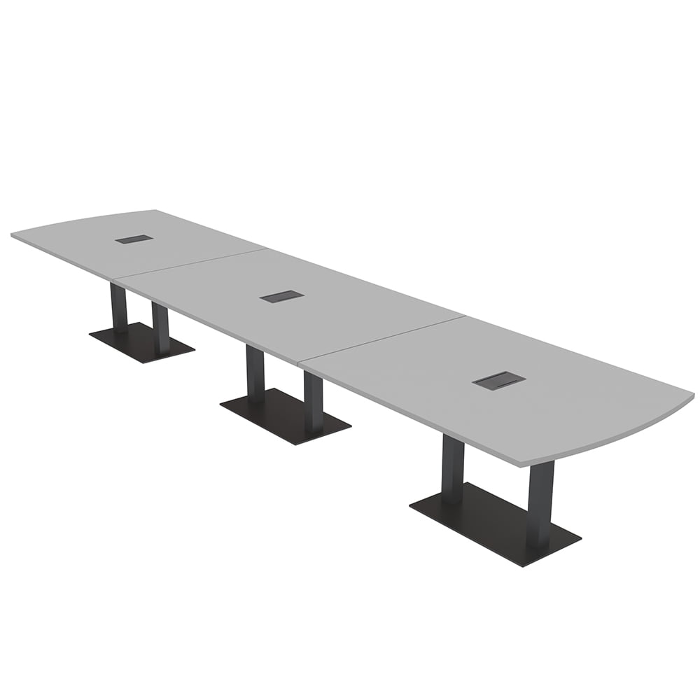 16Ft Arc Rectangle Powered Modular Conference Table Double Black Bases ...