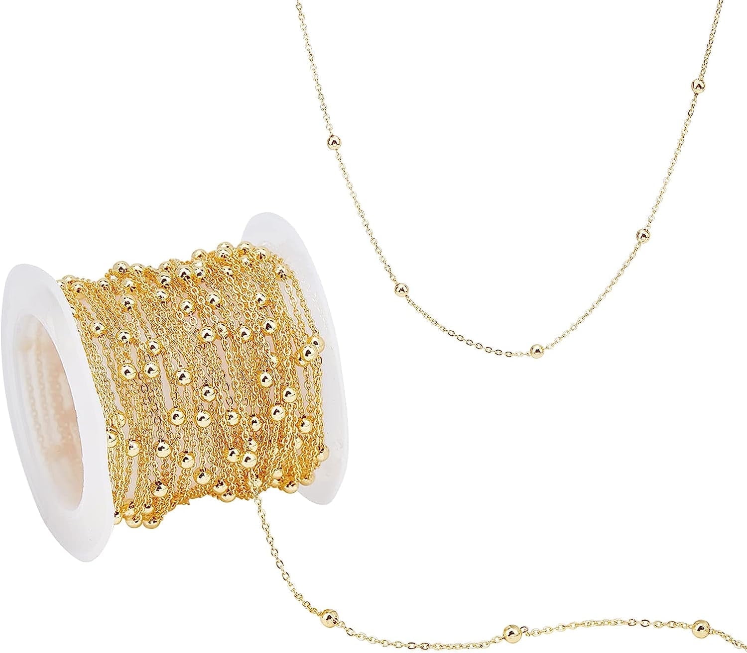 16Ft Gold Satellite Chain 3mm Balls Beaded Cable Chain Bulk Brass ...