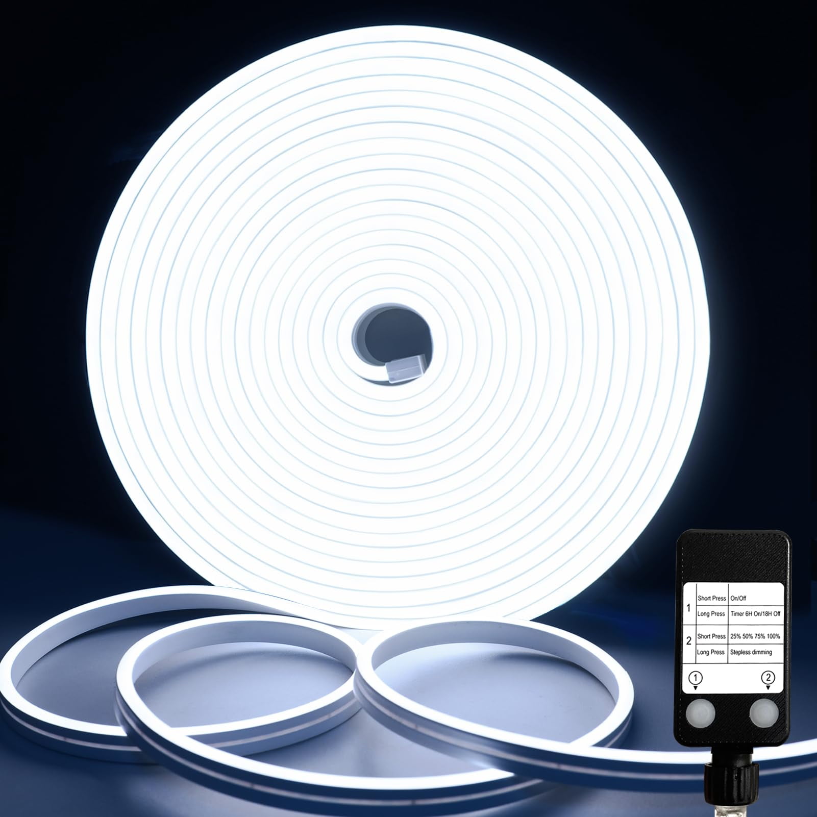 16Ft Neon Rope Lights, 1200 LED Neon Rope Lights with Timer Dimmable ...