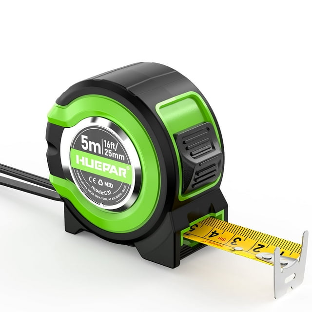 Huepar 16Ft Long Steel Retractable Tape Measure, Self-Lock, Metric and ...