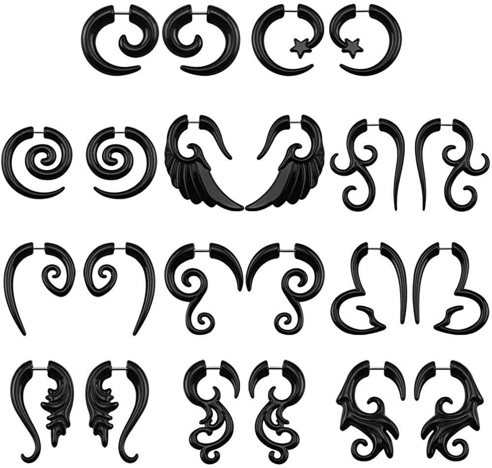16G 11 Pairs Fake Ear Tapers Acrylic Ear Gauge Spiral Stretcher ...