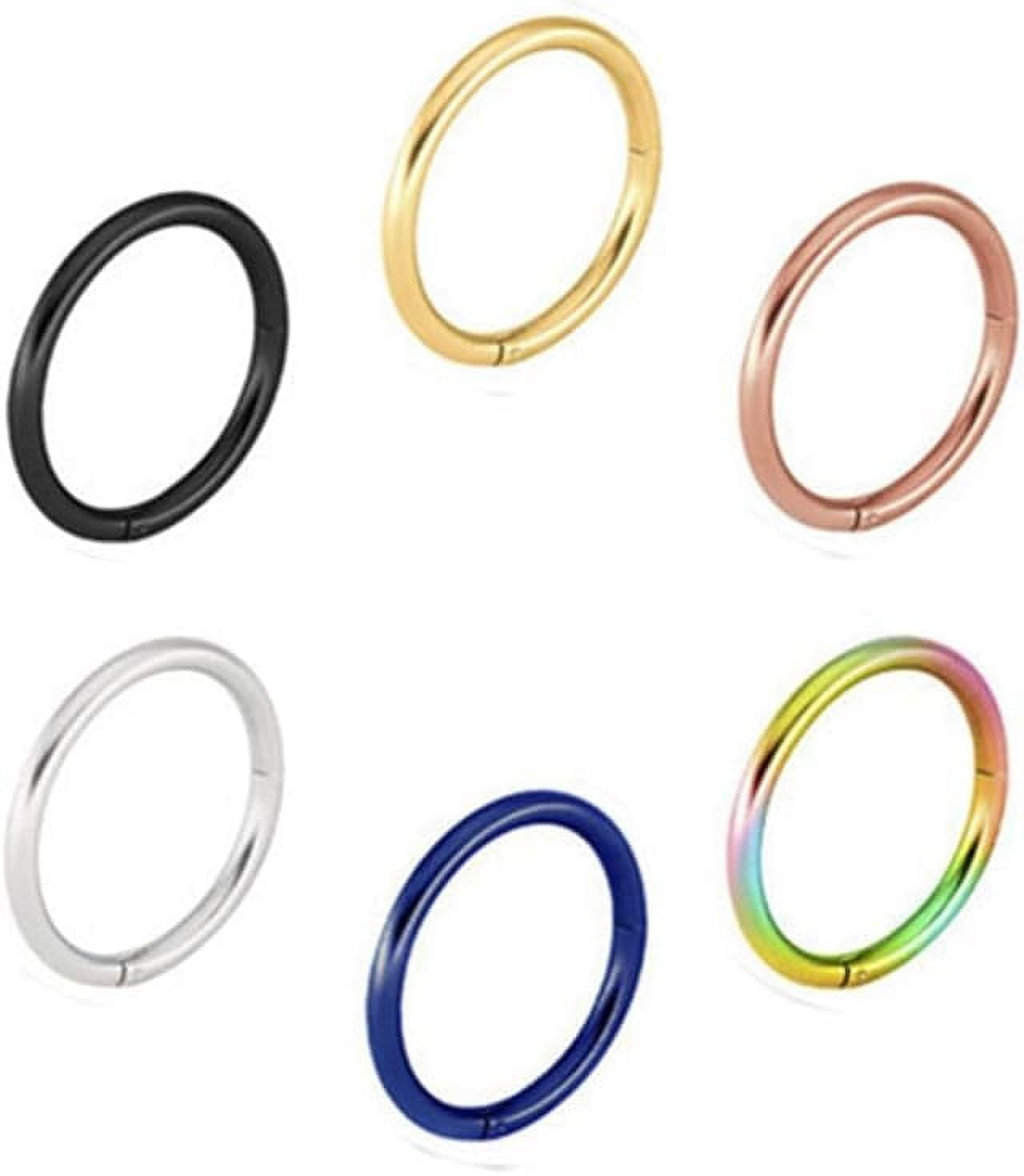 16G 18G 20G Stainless Steel Hinged Clicker Segment Septum Nose Lip Ring ...