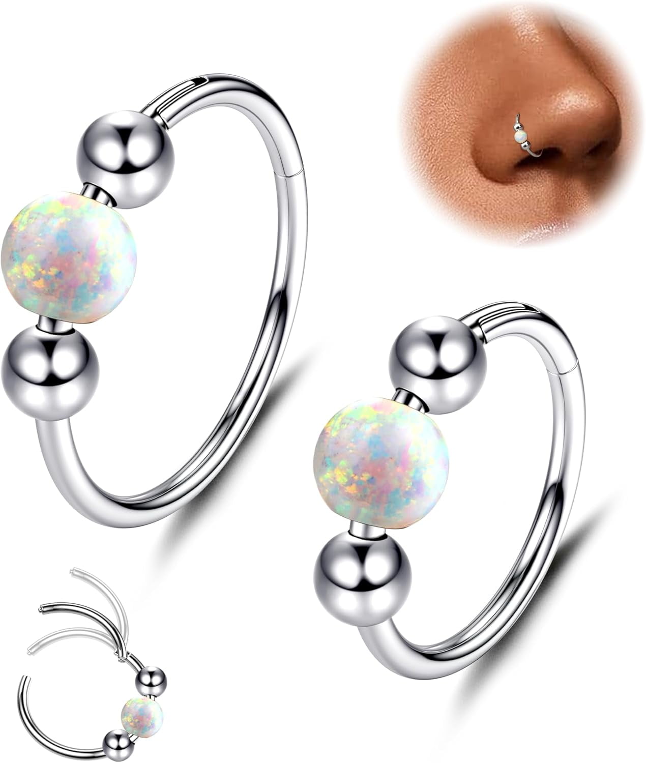 16G/18G/20G Surgical Steel Nose Rings Hoops Women Hypoallergenic Septum ...