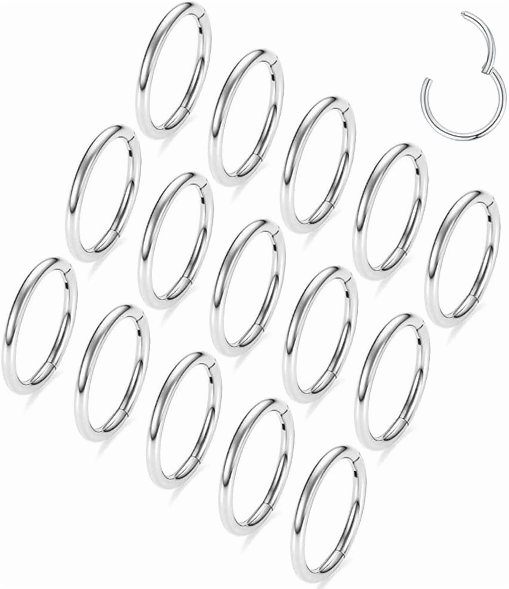 16G 18G 20G Surgical Steel Nose Septum Rings Hoops - Stainless Steel ...
