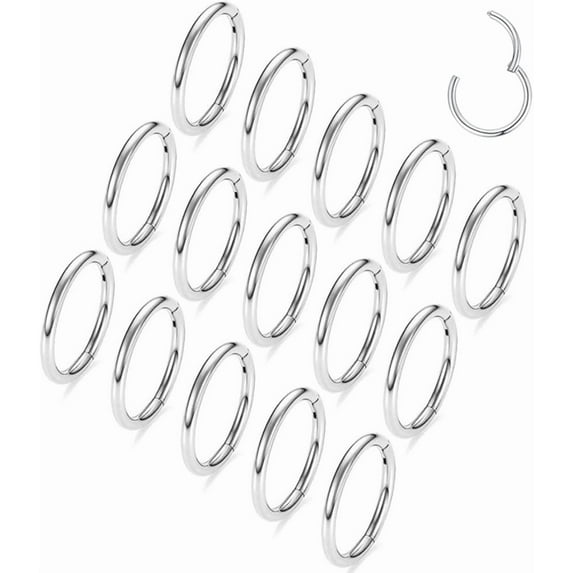 16G 18G 20G Surgical Steel Nose Septum Rings Hoops - Stainless Steel ...