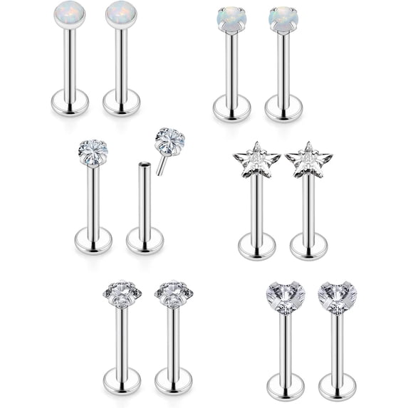 16G 18G 20G Threadless Lip Rings Surgical Steel Nose Rings Studs Tragus ...