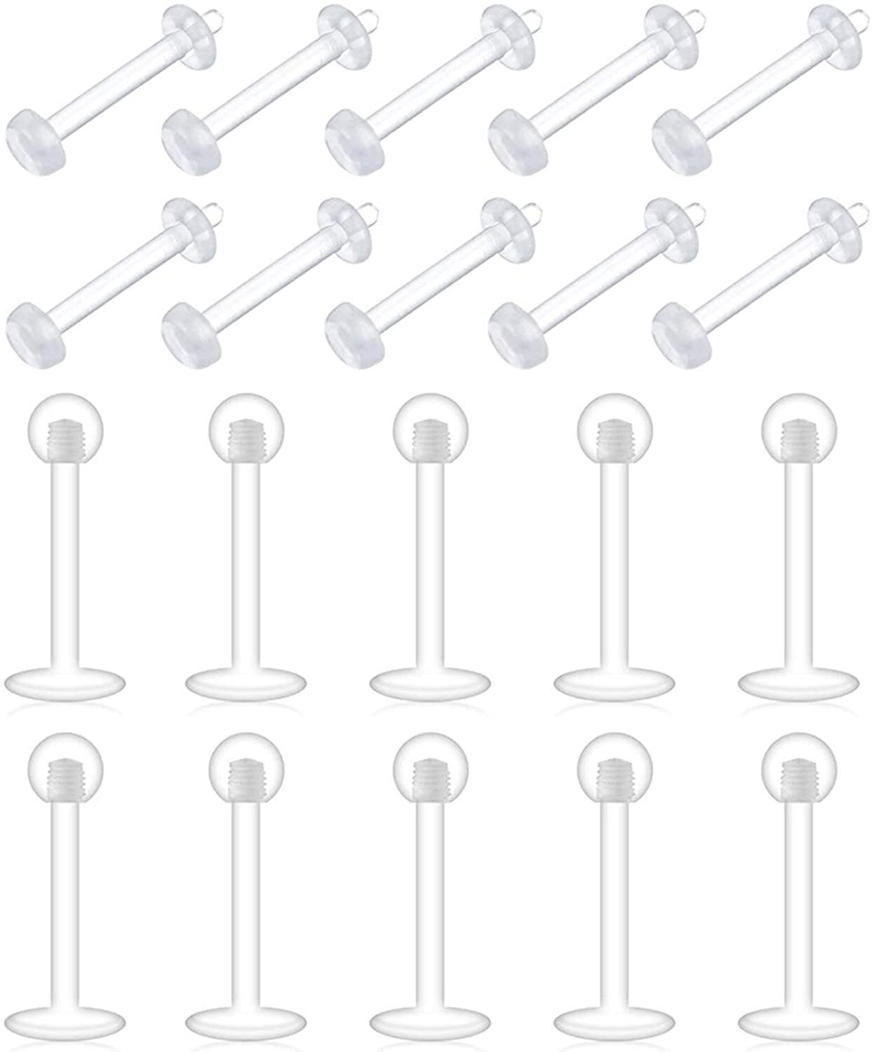 16G/18G Clear Bioflex Flexible Retainer Nose Tongue Eyebrow Tragus ...