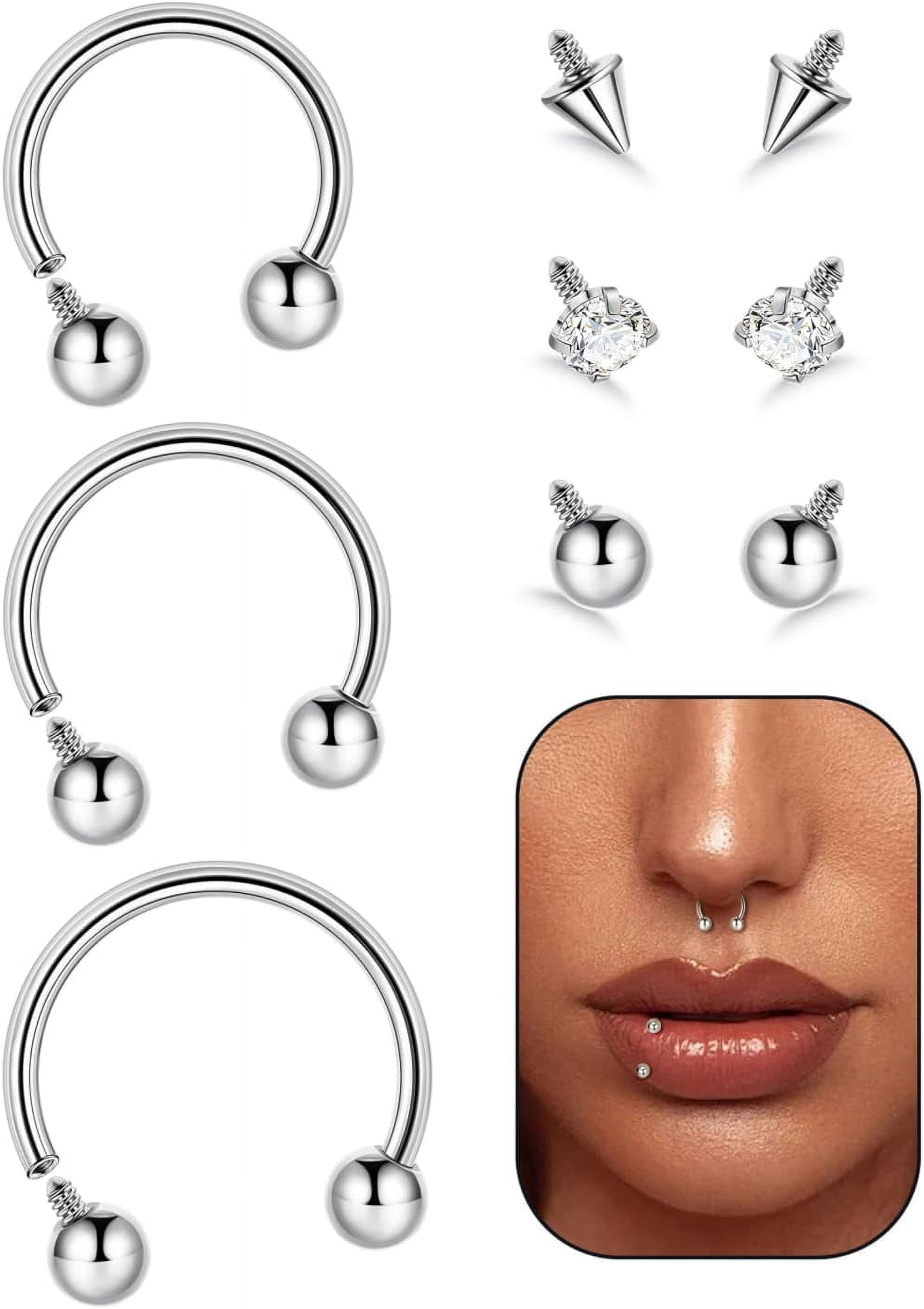 16G 18G G23 Titanium Septum Nose Rings for Men Women Horseshoe Septum ...