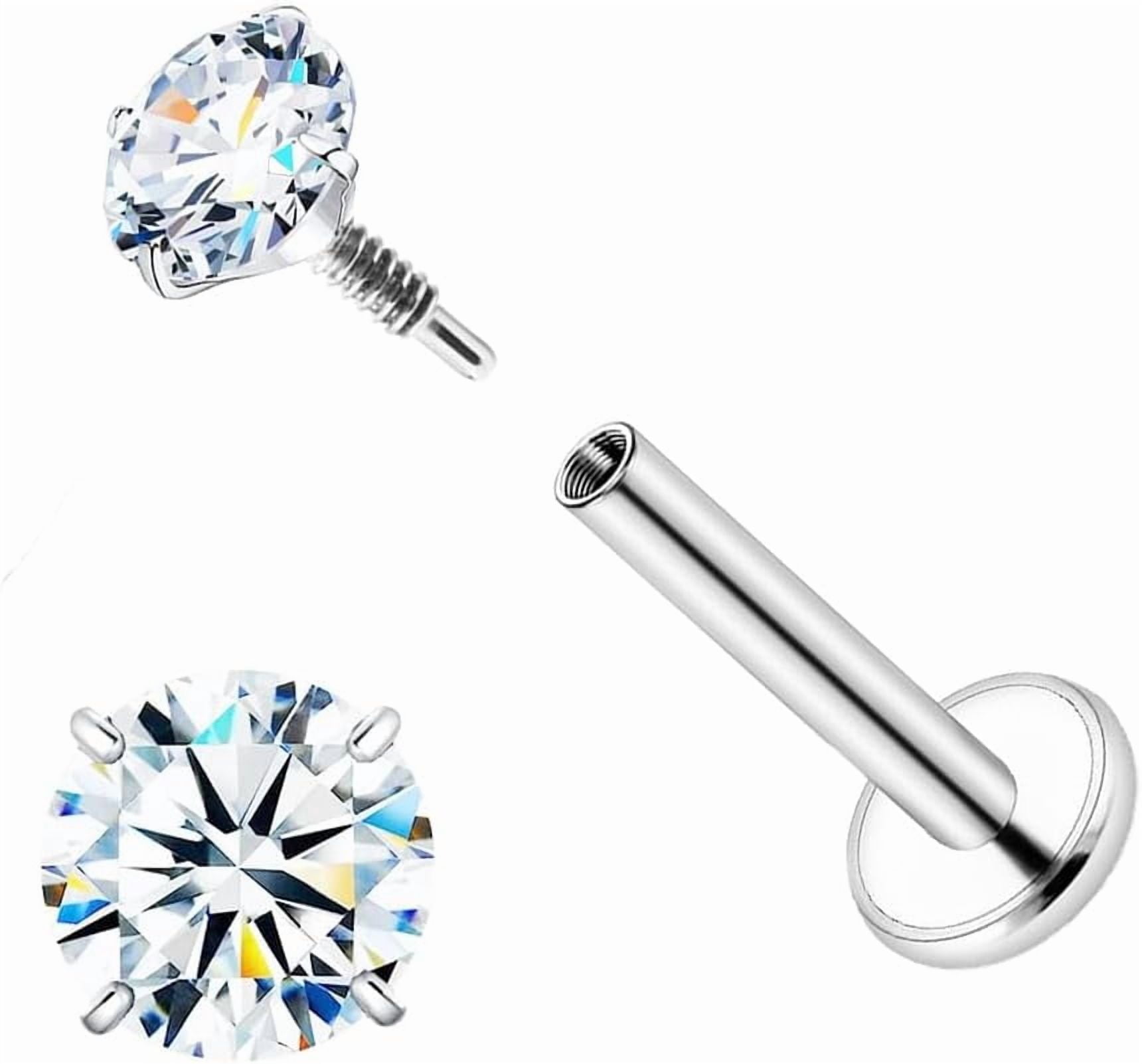 16G 18G Moissanite Earring D Color VVS1 Clarity, G23 Titanium Internal ...
