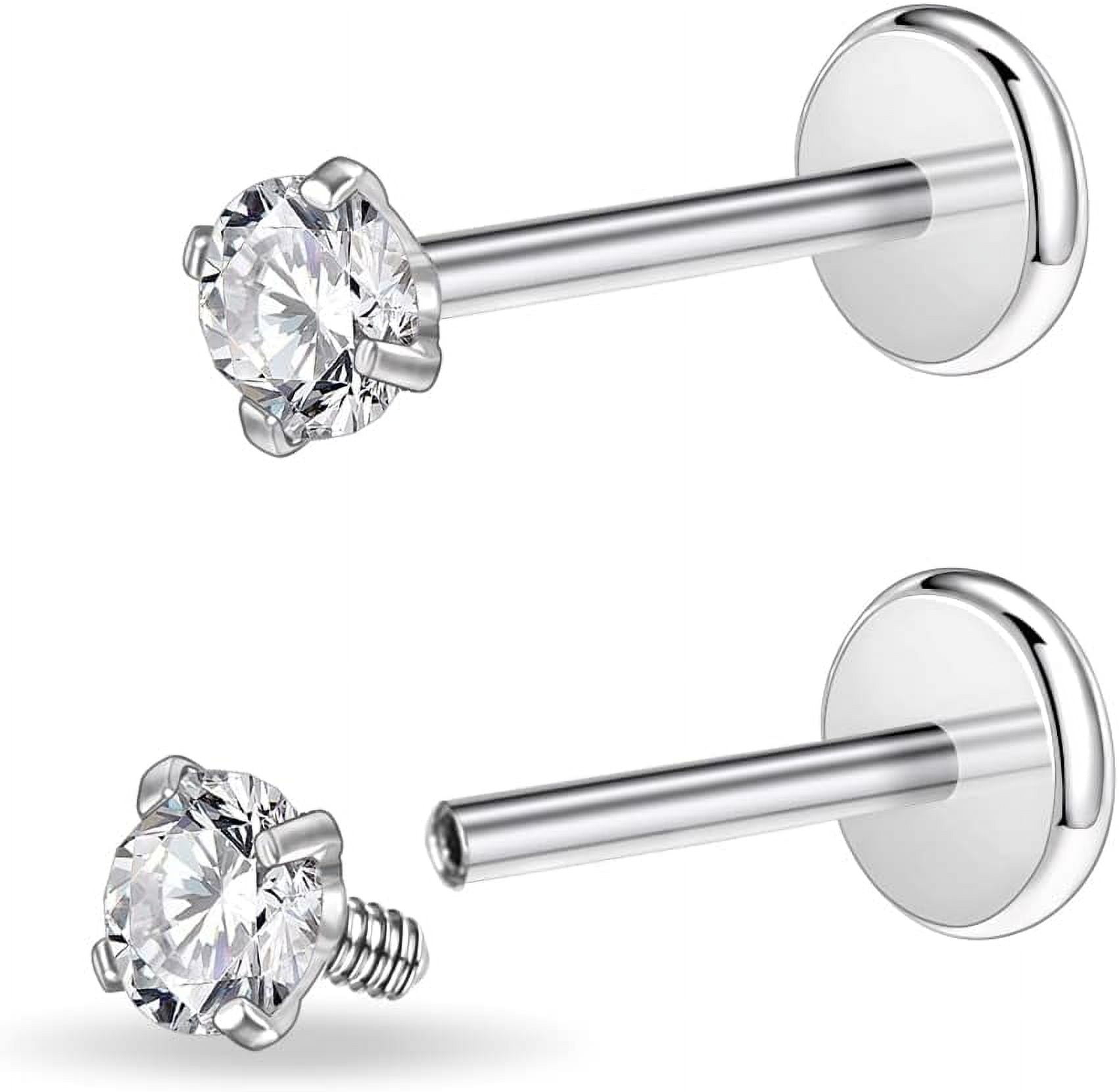 16G/18G Surgical Steel Internal Thread Cz Stud Piercing Jewelry For ...