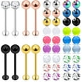 16G Cheek Dimple Ring Piercing Jewelry Flat Back Tongue Ring Extra Long ...