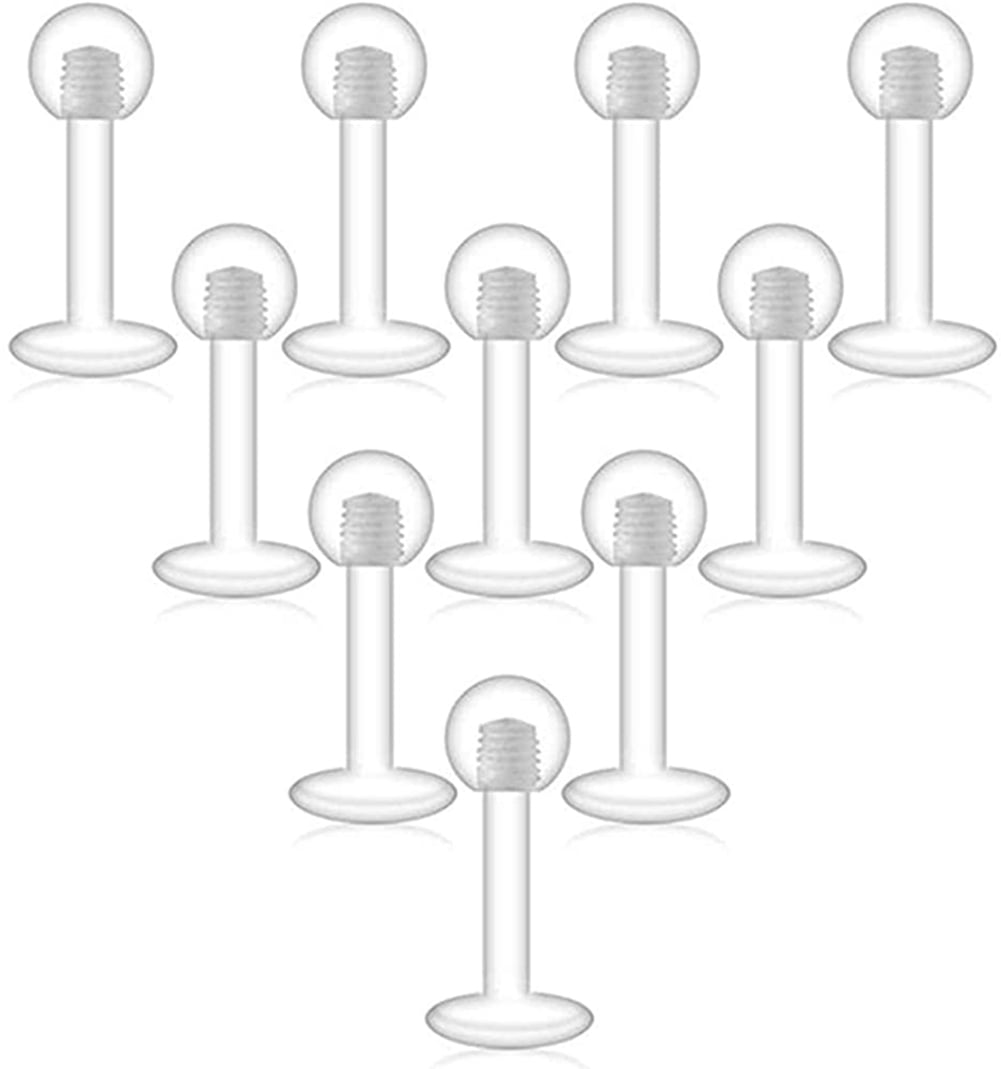 16G Clear Lip Ring 6mm Flexible Retainer Rings Stud for WomenLAURITAMI ...