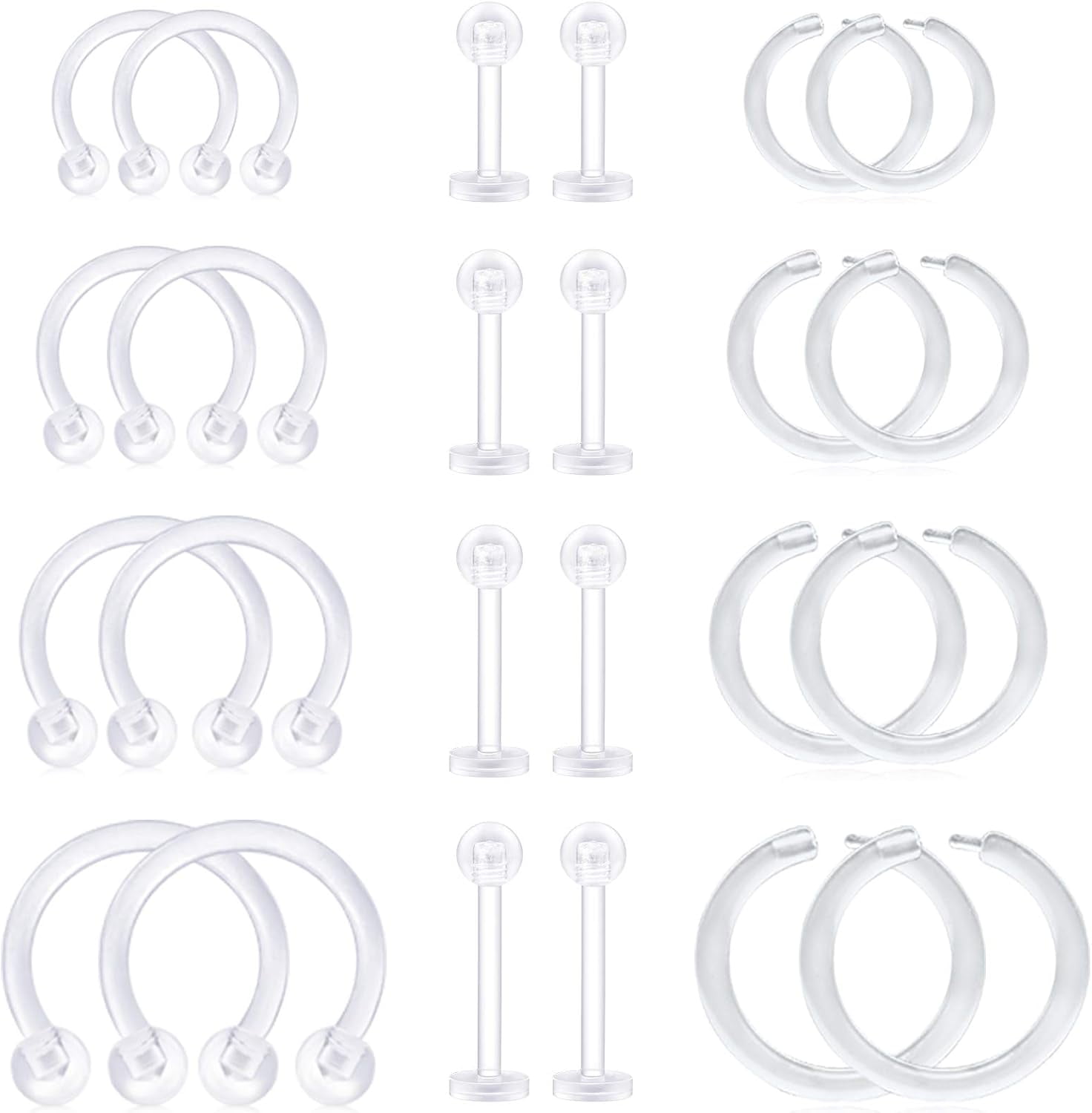 16G Clear Piercing Retainers Flexible Cartilage Helix Tragus Earring ...