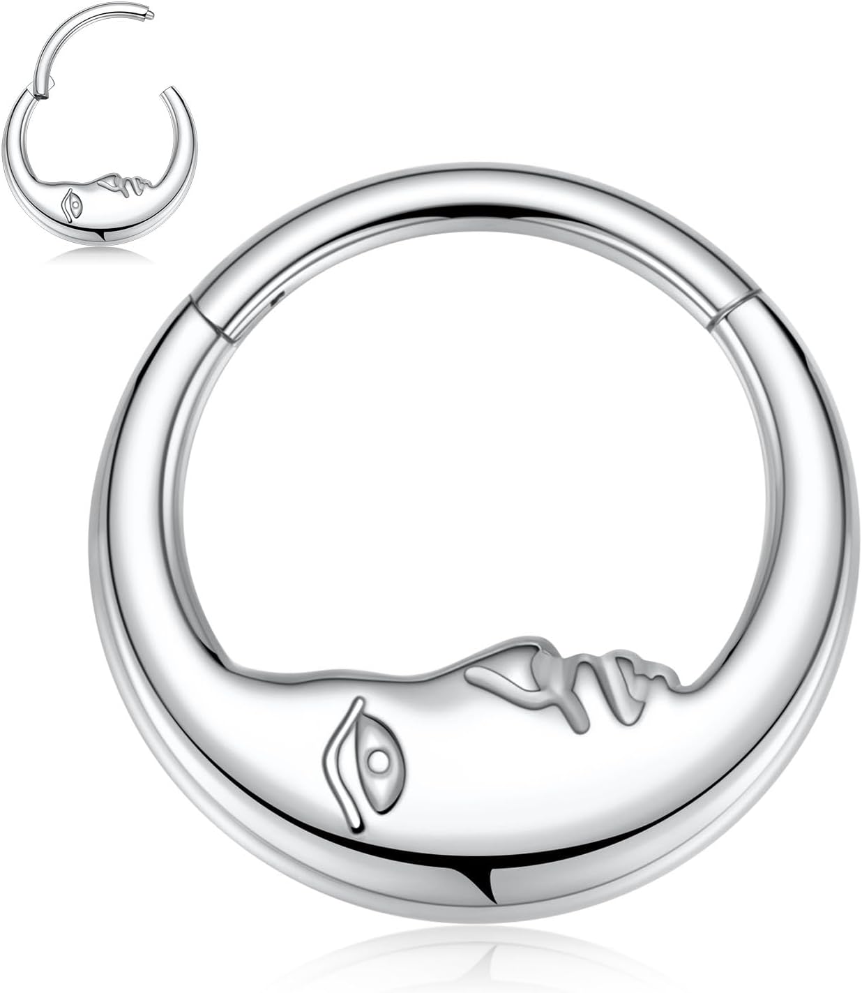 16G Crescent Moon Face Septum Ring Nose Ring Daith Piercing Jewelry ...