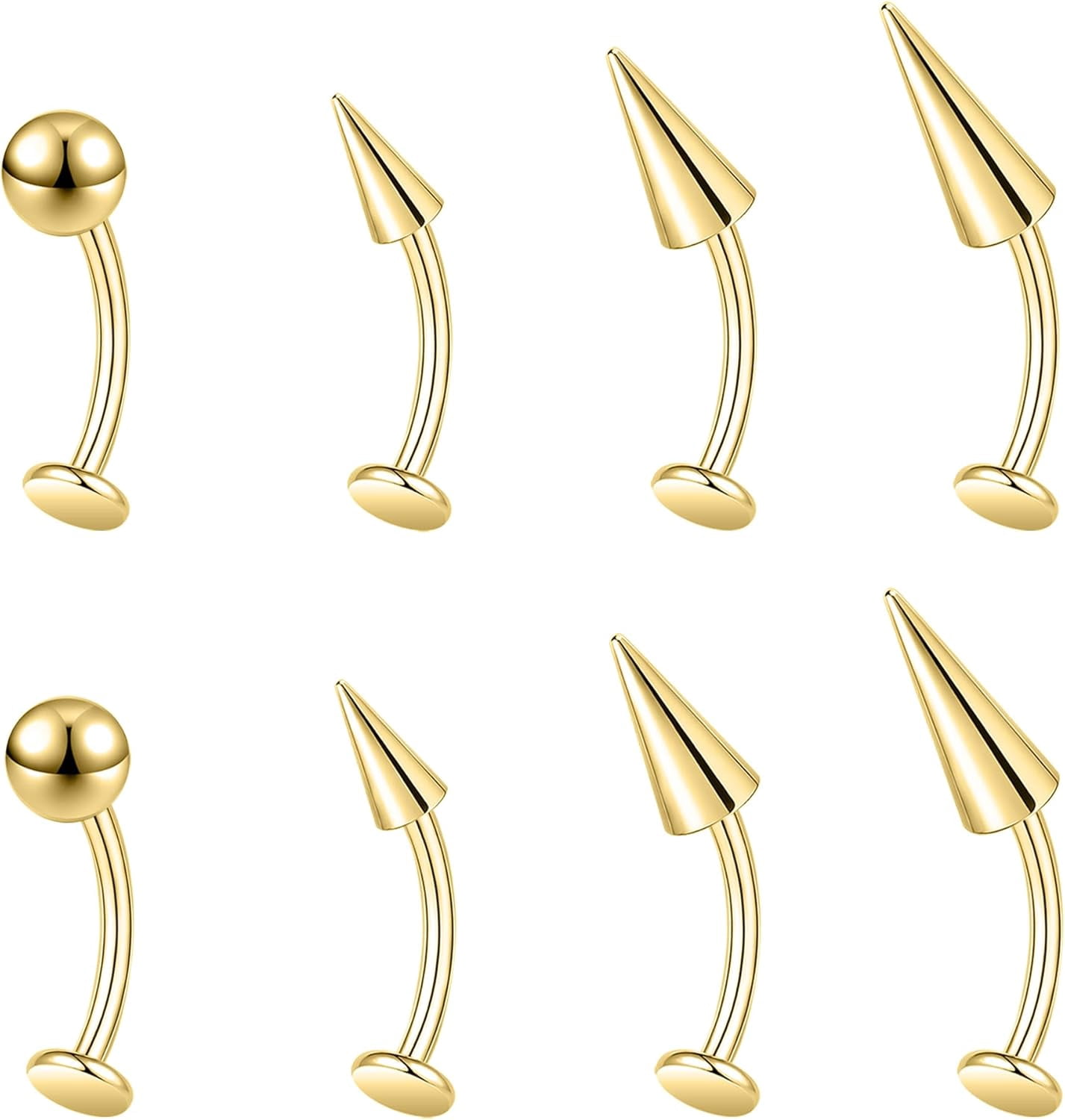 16G Devil Curved Pro Barbell Lip Ring, Stainless Steel 6/8/10/12mm Long ...