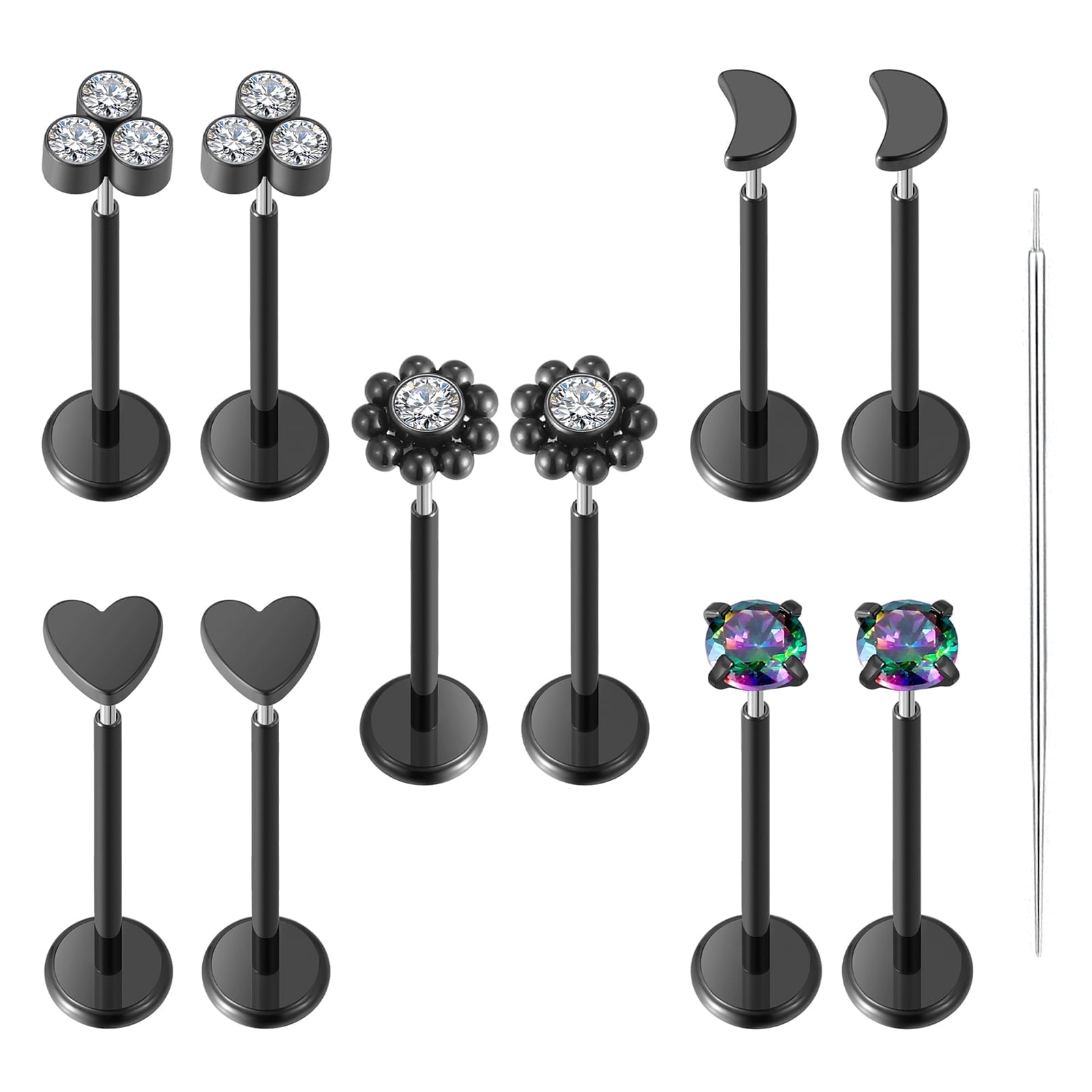 16G Flat Back Earrings Stud 316L Surgical Steel Nose Stud Rings ...